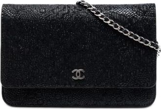 Chanel Pre-owned Sac bandouli&egrave;re vintage en cuir de ch&egrave;vre avec superposition de dentelle - Femme - Pre-owned - Noir - Taille: ONE Size