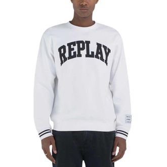Replay Herren Sweatshirt Oversized, White 001 (Wei&szlig;), S