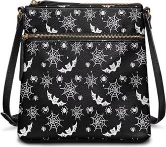 Hugs Idea Sac à bandoulière pour femme - Tendance - Pour Halloween, Toile daraignée chauve-souris, Taille unique