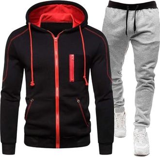 Generic Ensemble Veste et Pantalon à Capuche zippé Deux pièces pour Hommes, Sweat à Capuche surdimensionné, Ensemble de Veste dextérieur Sweats Capuche De Bow