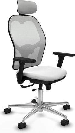 Piqueras y Crespo Ergonomischer wei&szlig;er Chorquera Stuhl mit 3D-Armlehnen, h&ouml;henverstellbarer Lendenwirbelst&uuml;tze und h&ouml;henverstellbarem Kopfteil und Neigungsverstellung, 