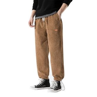 Generic Pantalon de jogging d&eacute;contract&eacute; en velours c&ocirc;tel&eacute; gaufr&eacute; pour homme - Taille &eacute;lastique - Pantalon de travail ample - Pantalon de travail tendance, C, 
