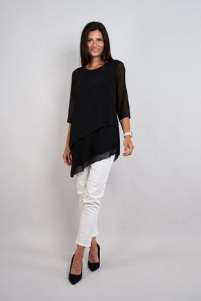 Seidel Moden Longbluse 3/4-Arm im Lagen-Look / asymmetrischer Schnitt / MADE IN GERMANY