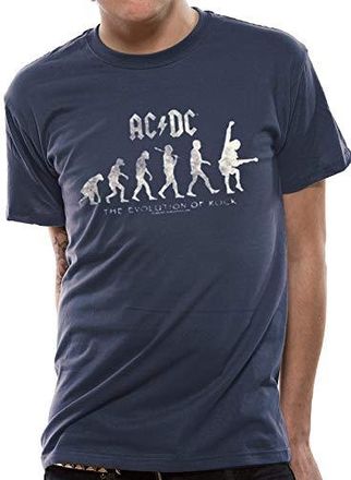AC/DC T-Shirt - Manches Courtes - Homme Bleu Bleu Marine Small - Bleu - X-Large