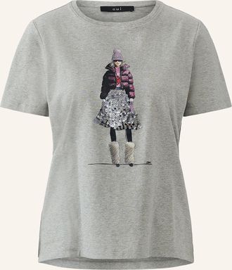 Oui T-Shirt Mit Pailletten grau