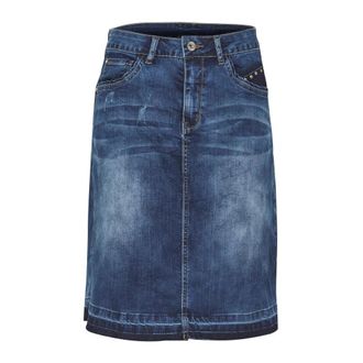 Cream Stylischer Gepatchter Denimrock mit Nieten - - Skirts - Damen - Blau - L
