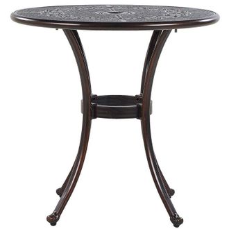 Beliani Table de Repas de Jardin Ronde 65 cm en Aluminium Effet Vieilli Marron Fonc&eacute; Tr&egrave;s D&eacute;corative pour Jardin ou Terrasse Classique et Vintage Beliani