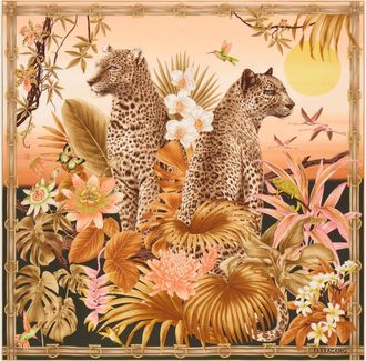 Ferragamo Damen Seidenhalstuch mit Raubkatzen-Print Orange