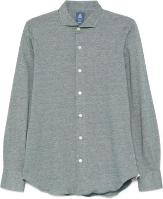 Finamore Homme, Chemises, Vert, Taille: XL Chemise Verte en Lin et Coton