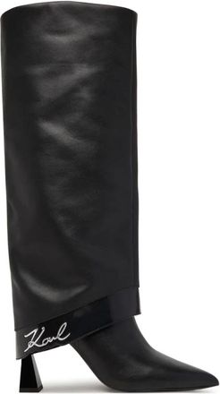 Karl Lagerfeld Femme, Chaussures, Noir, Taille: 40 EU Debutante Fold Hi Leg Boot