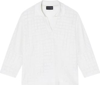 Emporio Armani Femme, Tops, Blanc, Taille: 40 FR Pull en jersey jacquard avec col polo