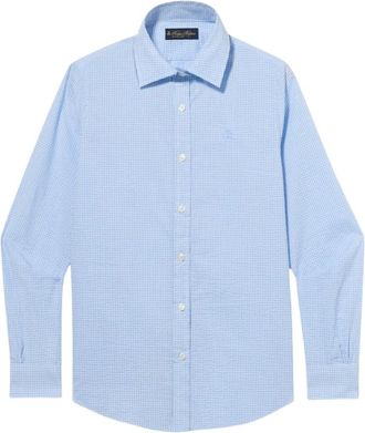 Brooks Brothers Femme, Blouses et Chemises, Bleu, Taille: 42 FR Chemise en Coton Micro Vichy avec Logo