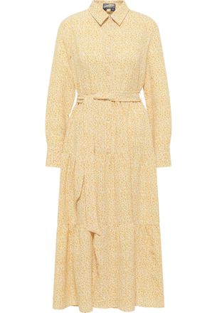 Dreimaster Dreimaster Maxikleid mit Blumenprint Damen Senfgelb Wollweiss