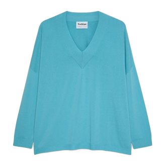 Fiorella Rubino Fein gestrickter V-Ausschnittpullover - - Knitwear - Damen - Blau - XS/S