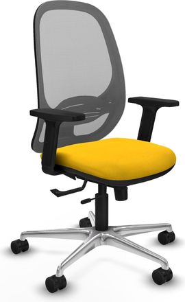 Piqueras y Crespo B&uuml;rostuhl mit 2D-Armen, h&ouml;henverstellbare Lendenwirbelst&uuml;tze, ausgestattet mit Syncro/Translack und Schneidschaum, Grau/Gelb