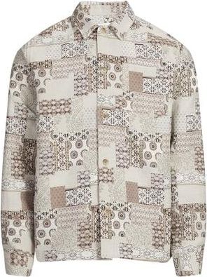 Les Deux Surchemise Layton Patchwork Jacquard en coton m&eacute;lang&eacute;