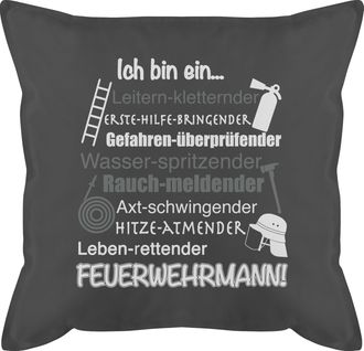 Shirtracer Kissen 50x50 - Feuerwehr - Ich Bin EIN... Feuerwehrmann! - 50 x 50 cm - Grau - feuerwehrmann Geschenke für männer feuerwehrkissen feuerwehrgeschenkart
