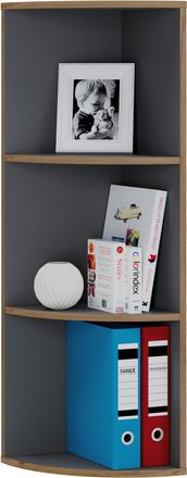 VCM Holzregal stehend | platzsparendes Eckregal | Ma&szlig;e B&uuml;cherregal ca. H. 110 x B. 33 x T. 33 cm | Elegantes Regal | B&uuml;roregal - Salia 3fach