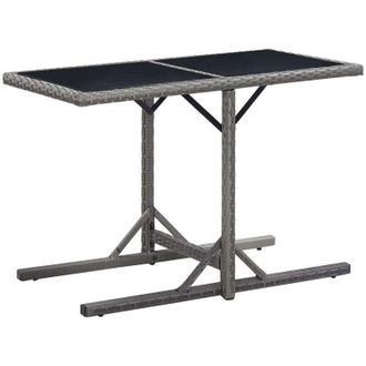 vidaXL Table de jardin Anthracite 110x53x72 cm Verre et r&eacute;sine tress&eacute;e vidaXL