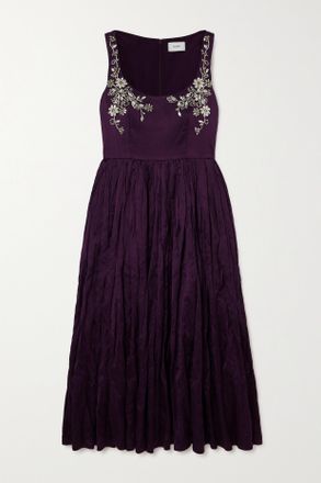 Erdem Midikleid Aus Satin Mit Verzierungen Und Pailletten - Burgunder