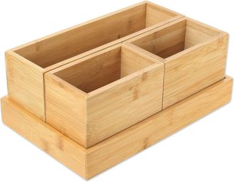 Schramm 4-TLG. Set Aufbewahrungsboxen aus Bambus Verschiedene Gr&ouml;&szlig;en Ordnungsbox Organizer Set Schubladen Ordnungssystem