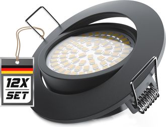 Brandson 12x LED Deckenspot dimmbar Einbaustrahler schwenkbar - Ultra Flache Spots Einbauleuchte - Einbauspot Deckenstrahler - Abstrahlwinkel 120 Grad - 230V -