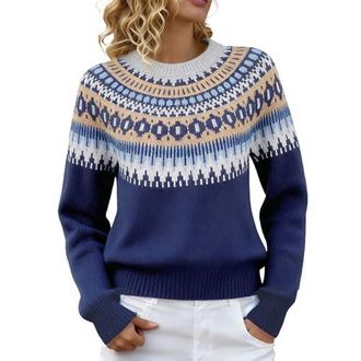 Generic Pull Femme Chic Hiver Chaud Col Rond Sweat Manche Longue Basique Pulls Tricot&eacute; Thermique &Eacute;pais Hiver Chaud Grandes Tailles Pullover Casual D&eacute;contract&eacute;