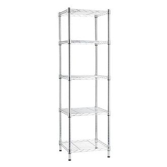 Amazon Basics Meuble de rangement réglable à 5 étagères, Chromé, 40.6 x 40.6 x 137.2 cm (P x l x H)