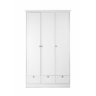 Les Tendances CALICOSY - Armoire 3 portes et 3 tiroirs blanc L120 cm - LANDWOOD
