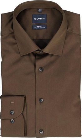 Olymp Herren Hemd braun Baumwoll-Stretch
