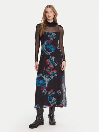 Desigual Kleid f&uuml;r den Alltag Watercolor Lacroix 25WWVK03 Schwarz Regular Fit