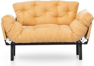 Les Tendances Canapé 2 places transformable en lit tissu jaune Pliaz 155cm