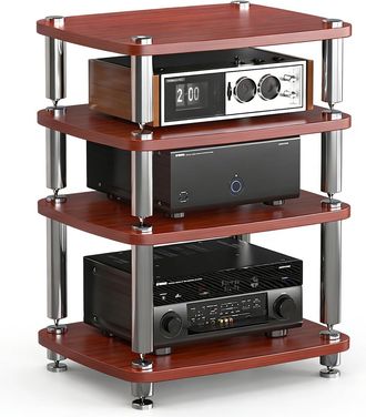 Generic HiFi Regal 4-stufiges Audio-Regal, HiFi-Lautsprecherbox Mit Vibrationsd&auml;mpfung, Offene Ablagefl&auml;che, Modulares Design, Robust, for Gaming, Wohnzimmer 