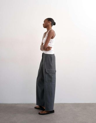 Topshop Pantalon cargo ajust&eacute; - Anthracite-Gris