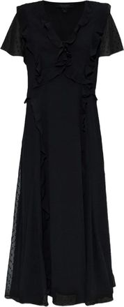 AllSaints robe volantée à pois - Noir