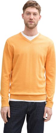 Tom Tailor Herren Strickpullover mit V-Ausschnitt, 37378 - Peachy Orange Melange, XXL