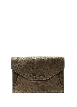 Givenchy Gold Metallic Embossed Leather Clutch Bag