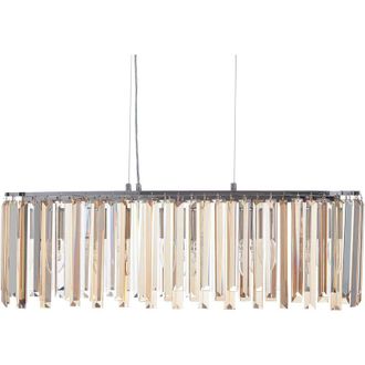 Beliani Lustre Lampe Pendante Eclairage Salon Salle à manger en Fer avec Cristaux de Verre Finition Chromée Argenté Mandeo