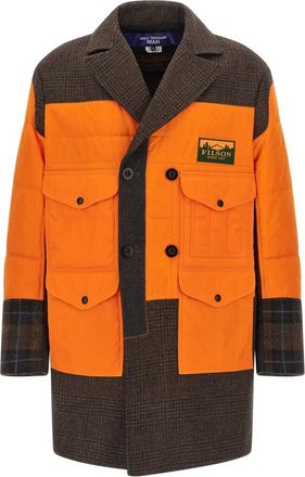 Junya Watanabe Homme, Manteaux, Multicolore, Taille: L Patchwork Long Coat