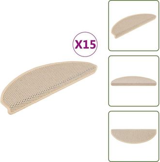 vidaXL Tapis descalier autocollants aspect sisal 15 pcs 65x21x4 cm - Tapis Descalier - Tapis Marche - Antid&eacute;rapant - Protection Escalier - D&eacute;coration