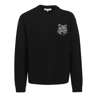 Maison Kitsun&eacute; Fox Head Intarsia Merino Jumper - - Knitwear - Herren - Schwarzk - S