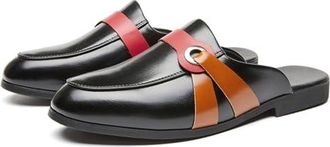 Generic Pantoufles tendance &agrave; enfiler en cuir pour homme, style formel, d&eacute;contract&eacute;, dos ouvert, Noir, 40 2/3 EU