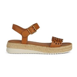 Geox Femme D Eolie A Sandales compens&eacute;es, Cognac, 36 EU