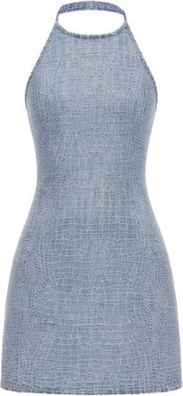 Self Portrait Femme, Robes, Bleu, Taille: 32 FR Halterneck Backless Dress