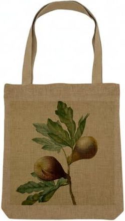 Fabulous Sac Shopping Tote Bag Aspect Lin - Figues Violettes Planche Illustration Botanique Ancienne Fleurs - Sac de Courses Toile Epaisse 360g Beige Naturel C