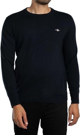 GANT Neck Pull Col Ras du Cou en Coton Classic, Evening Blue, XL Homme