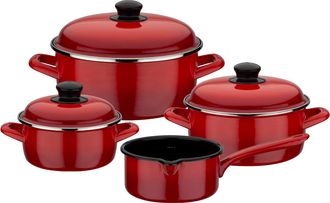 GSW 190114 Kochtopf-Set Red Shadow 7-tlg, Stahl-Emaille
