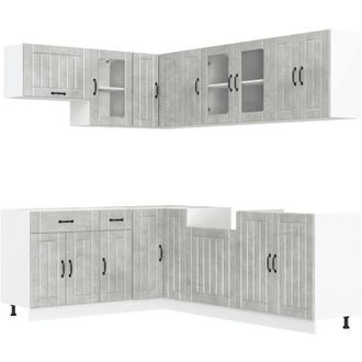 vidaXL 11-tlg. K&uuml;chenschrank-Set Lucca Betongrau Holzwerkstoff Vidaxl