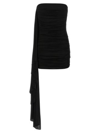 Alexander Wang Asymmetrical Draped Pleated Dress - Black