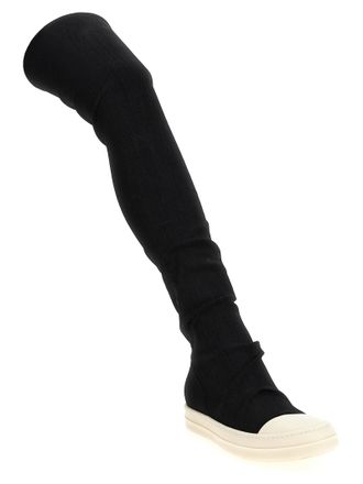 Rick Owens High Sock Denim Boot - Black